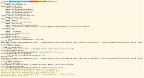 incomplete webpacker installation with node 10 0 0 · issue 1456 · rails webpacker · github