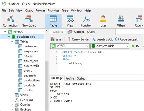 copying a table to a new table using pure sql