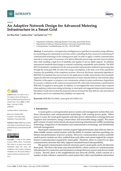 Pdf An Adaptive Network Design For Advanced Metering Infrastructure In A Smart Grid