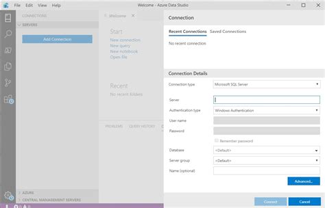 Stop Azuredatastudio From Opening A Connection Screen On Startup Sql