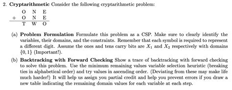 Cryptarithmetic Consider The Following Chegg
