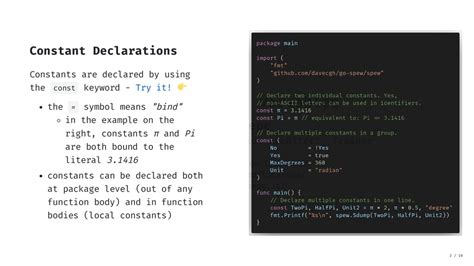 Constant And Variable Declarations In Go Speaker Deck