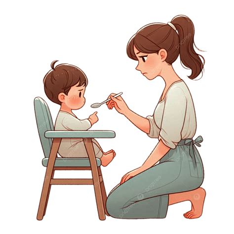 Madre Alimentando Con Medicina Al Niño Png Dibujos Madre Con Cola De