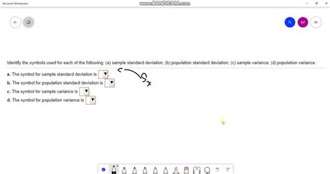 SOLVED Identify The Symbols Used For Each Of The Following Sample Standard Deviation B