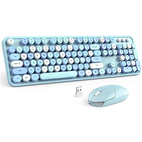 Mofii Wireless Keyboard And Mouse Combo Blue Colorful Round Key Typewriter Keyboards 2 4ghz