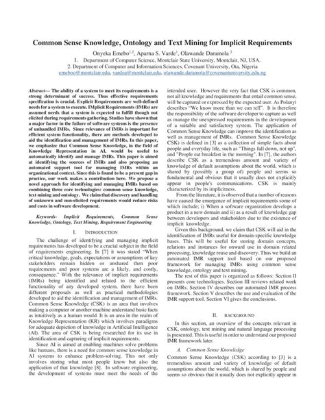 Common Sense Knowledge Ontology And Text Mining For Implicit Requirements Deepai