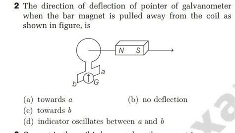 2 The Direction Of Deflection Of Pointer Of Galvanometer When The Bar Mag