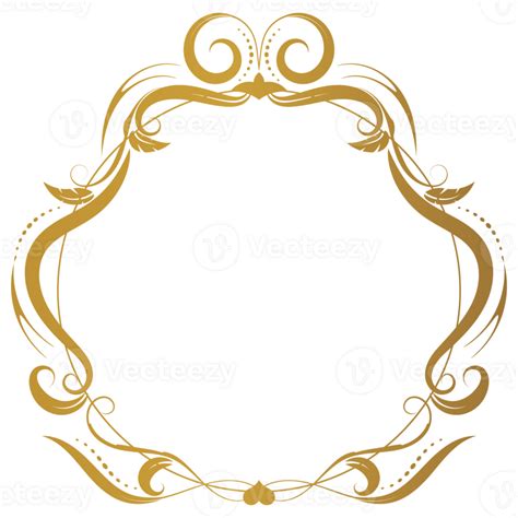Vintage Circle Lines Decorated With Golden Scrolling Flowers 41468856 Png
