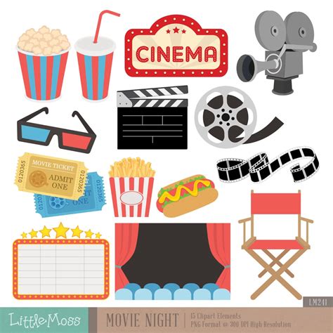 Movie Night Digital Clipart Etsy