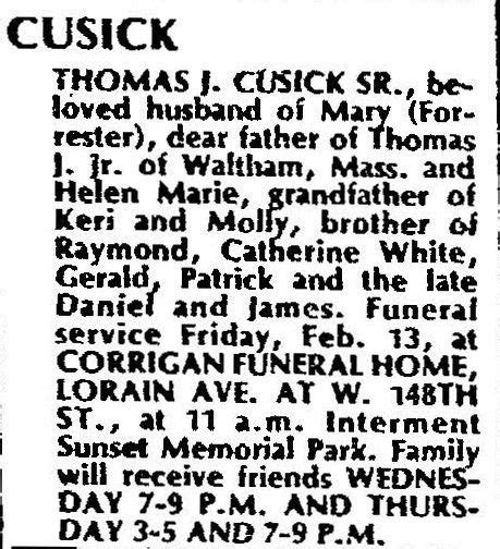 Thomas J Cusick 1907 1981 Find A Grave Memorial