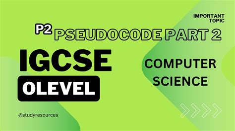 Igcse Olevel Cs P2 Pseudocode Questions Part 2 Youtube