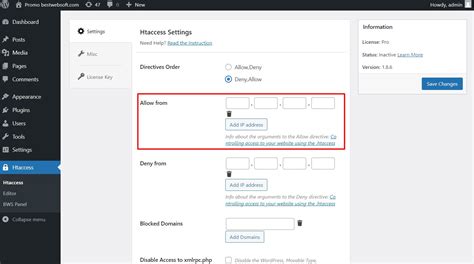 Htaccess User Guide Beswebsoft Wordpress Plugin