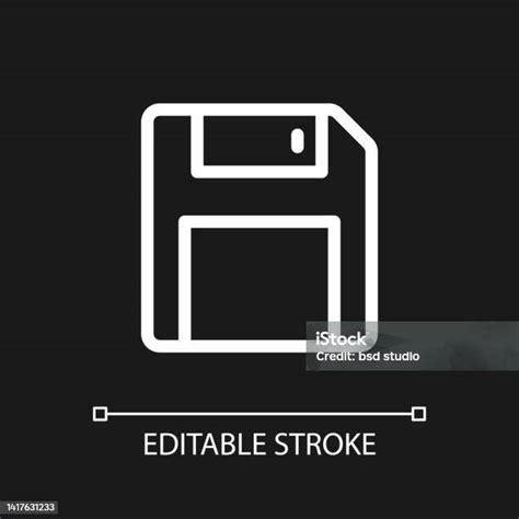 어두운 테마를위한 픽셀 완벽한 흰색 선형 Ui 아이콘 저장 저장 아이콘에 대한 스톡 벡터 아트 및 기타 이미지 저장 아이콘