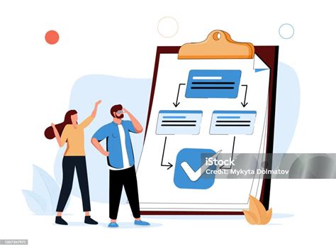Procedure As Work Flow Process Steps Scheme Document Tiny Person Concept Strategy And Task