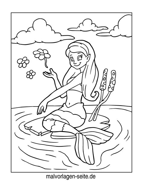 Страница за оцветяване русалка Безплатни страници за оцветяване