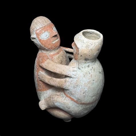 Pre Columbian Recuay Pottery Erotic Double Figure Vessel Embracing C