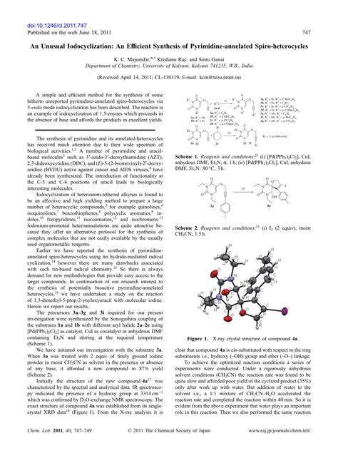 Pdf Cheminform Abstract An Unusual Iodocyclization An Efficient