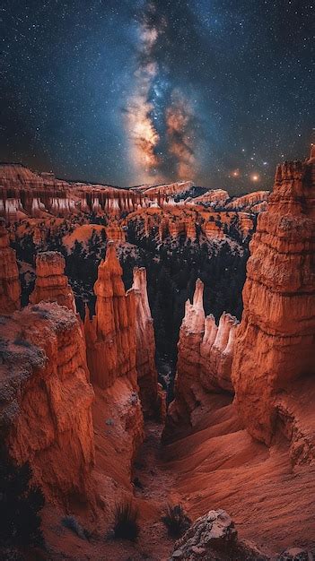 Majestic Night Sky Over Bryce Canyon National Park Premium Ai
