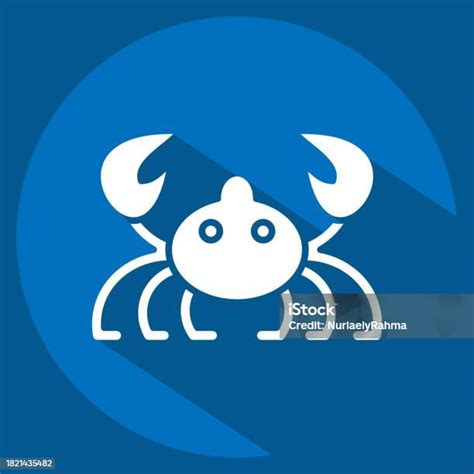 아이콘 크랩 바다 기호와 관련이 있습니다 긴 그림자 스타일 심플한 디자인 편집 가능 간단한 일러스트레이션 갑각류에 대한 스톡