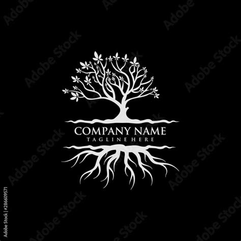 Tree Of Life Oak Banyan Leaf And Root Seal Emblem Stamp Logo Design Inspiration Stock Vector