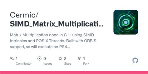 Github Cermicsimdmatrixmultiplication Matrix Multiplication Done