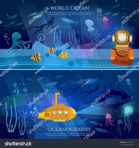 바다 탐험기해양학적 개념적 해양학 스톡 벡터로열티 프리 566492404