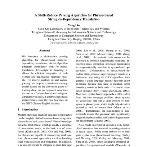 A Shift Reduce Parsing Algorithm For Phrase Based String To Dependency