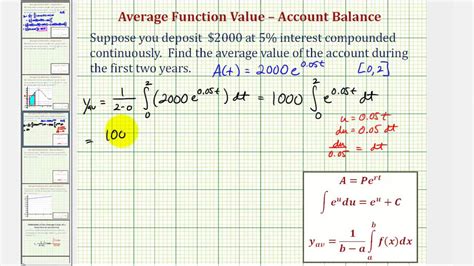 Ex Integration Application Average Value Of An Investment Account Youtube