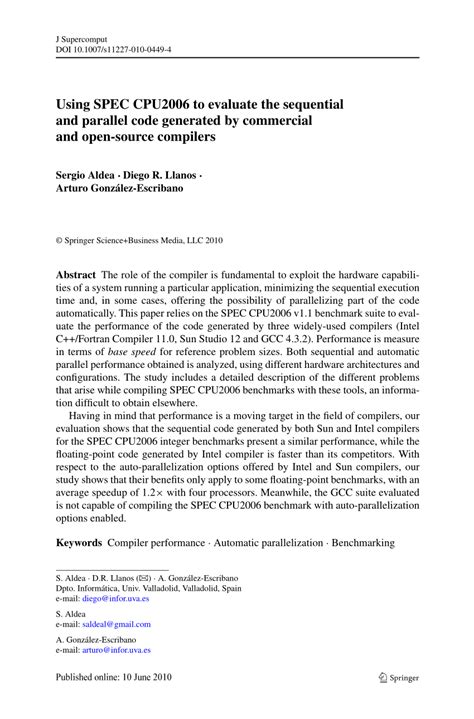 Pdf Using Spec Cpu2006 To Evaluate The Sequential And Parallel Code