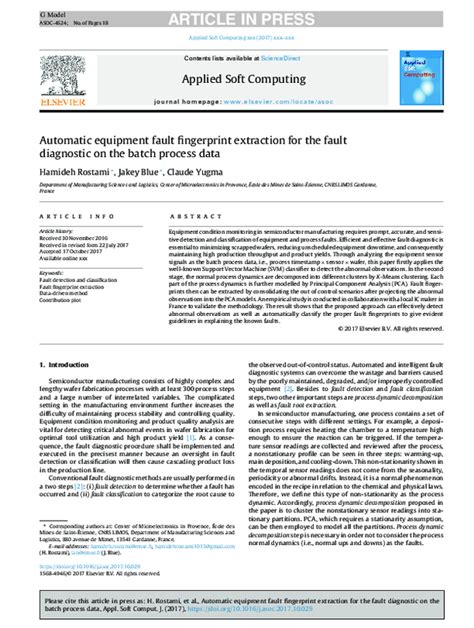 Automatic Equipment Fault Fingerprint Extraction For The Fault
