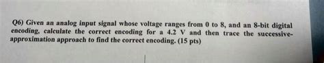 Solved Q6 Given An Analog Input Signal Whose Voltage Ranges From 0 To