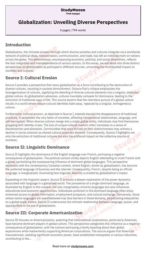 Globalization Unveiling Diverse Perspectives Free Essay Example