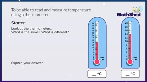 Mathshed Lesson 7 To Be Able To Read And Measure Temperature Using