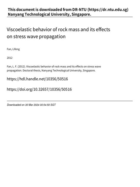 Viscoelastic Behavior Of Rock Mass And Its Effects On Stress Wave Propagation Pdf Waves