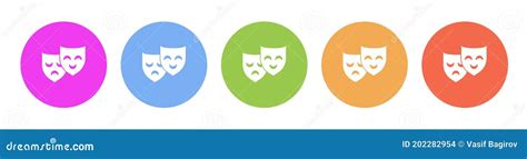Multi Colored Icon Theatrical Masks Button Banner Round Badge Interface For Application