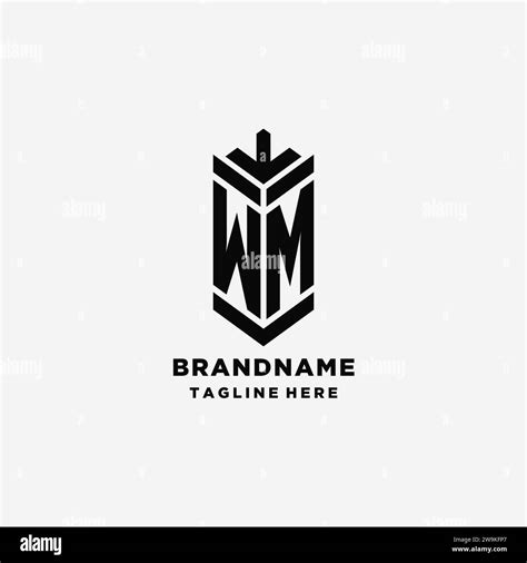 Initials Wm Shield Logo Design Creative Monogram Logo Inspiration Vector Graphic Stock Vector