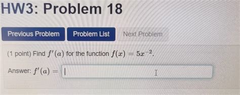 solved find f′ a for the function f x 5x−2 f′ a