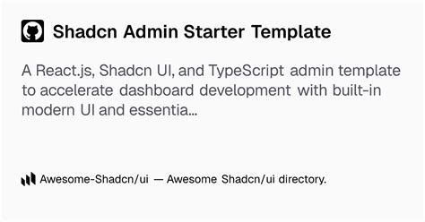 Shadcn Admin Starter Template React Admin Starter Shadcn Ui Typescript And Features For