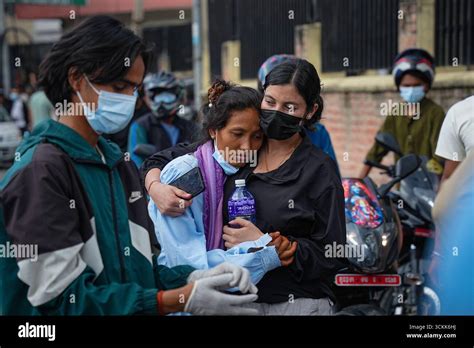 September 12 2025 Kathmandu Bagmati Nepal Relatives Cry And Mourn
