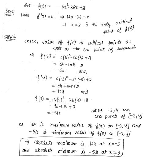 [solved] using calculus find the absolute maximum and absolute minimum