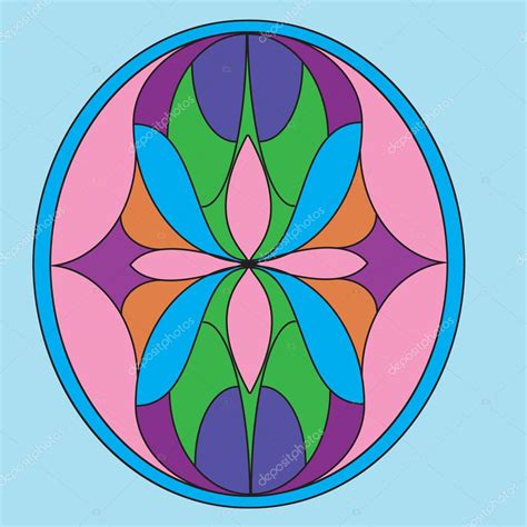 Symmetric Composition Vector Illustrations In Stained Glass Win Stock Vector Image By