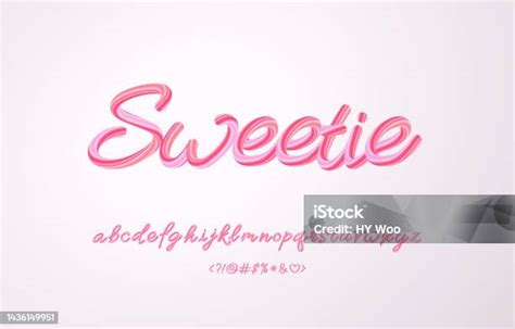 소프트 핑크 컬러 Sweetie 텍스트 타이포그래피 스크립트 자유형 서예 장식 굵은 둥근 텍스트 서체 디자인 캔디 그라디언트