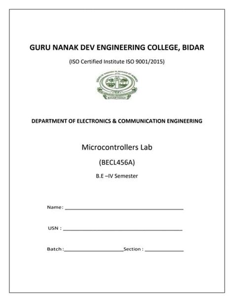 Microcontroller Lab Manual 2022 Scheme Vtu Docx Civil Engineering Industry Industries