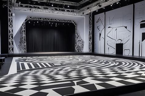 Premium Photo | A stage with a black and white stage with a black and ...