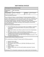 DRAFT PROPOSAL TEMPLATE 1 Docx DRAFT PROPOSAL TEMPLATE Draft Proposal For Devon Technical
