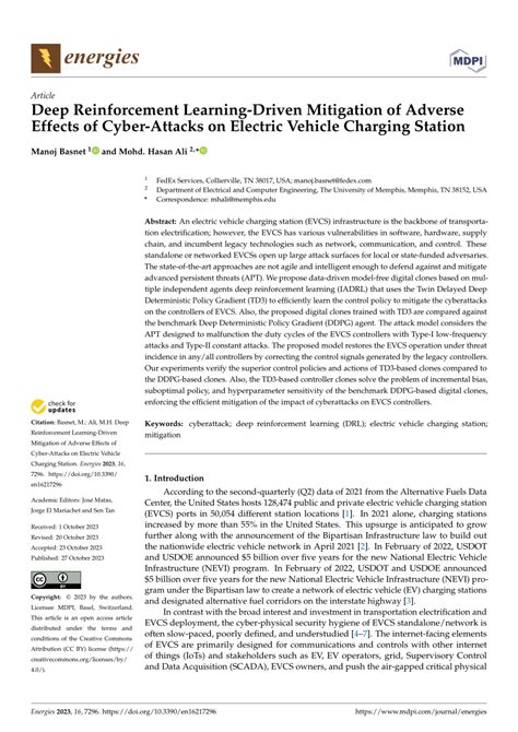 Pdf Deep Reinforcement Learning Driven Mitigation Of Adverse Effects Of Cyber Attacks On