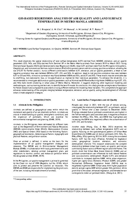 Gis Based Regression Analysis Of Air Quality And L Gis Based Regression Analysis Of Air