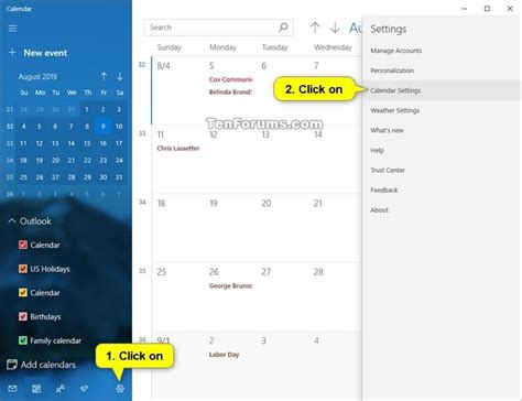 specify days in work week for calendar in windows 10 tutorials