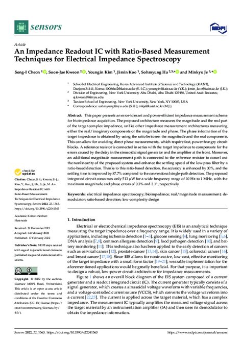 Pdf An Impedance Readout Ic With Ratio Based Measurement Techniques For Electrical Impedance
