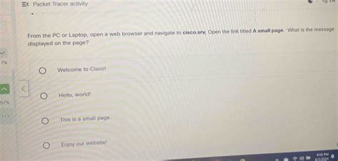 Solved Packet Tracer Activity From The Pc Or Laptop Open A Web Browser And Navigate To Cisco